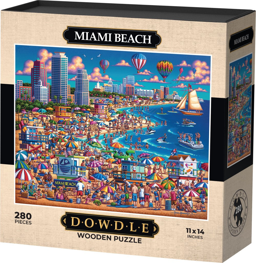 Miami Beach - Wooden Puzzle | Dowdle Folk Art – Boardwalk Puzzles Miami Beach - Wooden Puzzle | Dowdle Folk Art – Boardwalk Puzzles