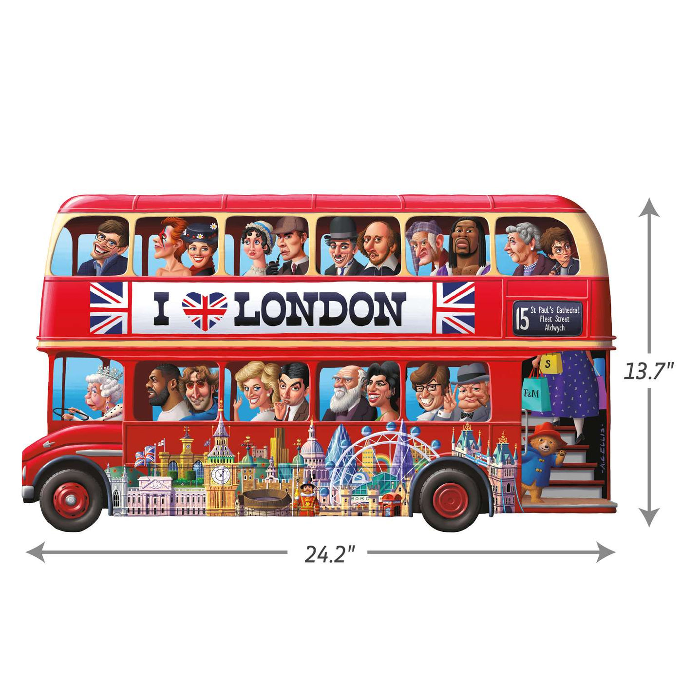 Double-Decker Bus | Luxury Wood Puzzle - Jumbo Size – Boardwalk Puzzles